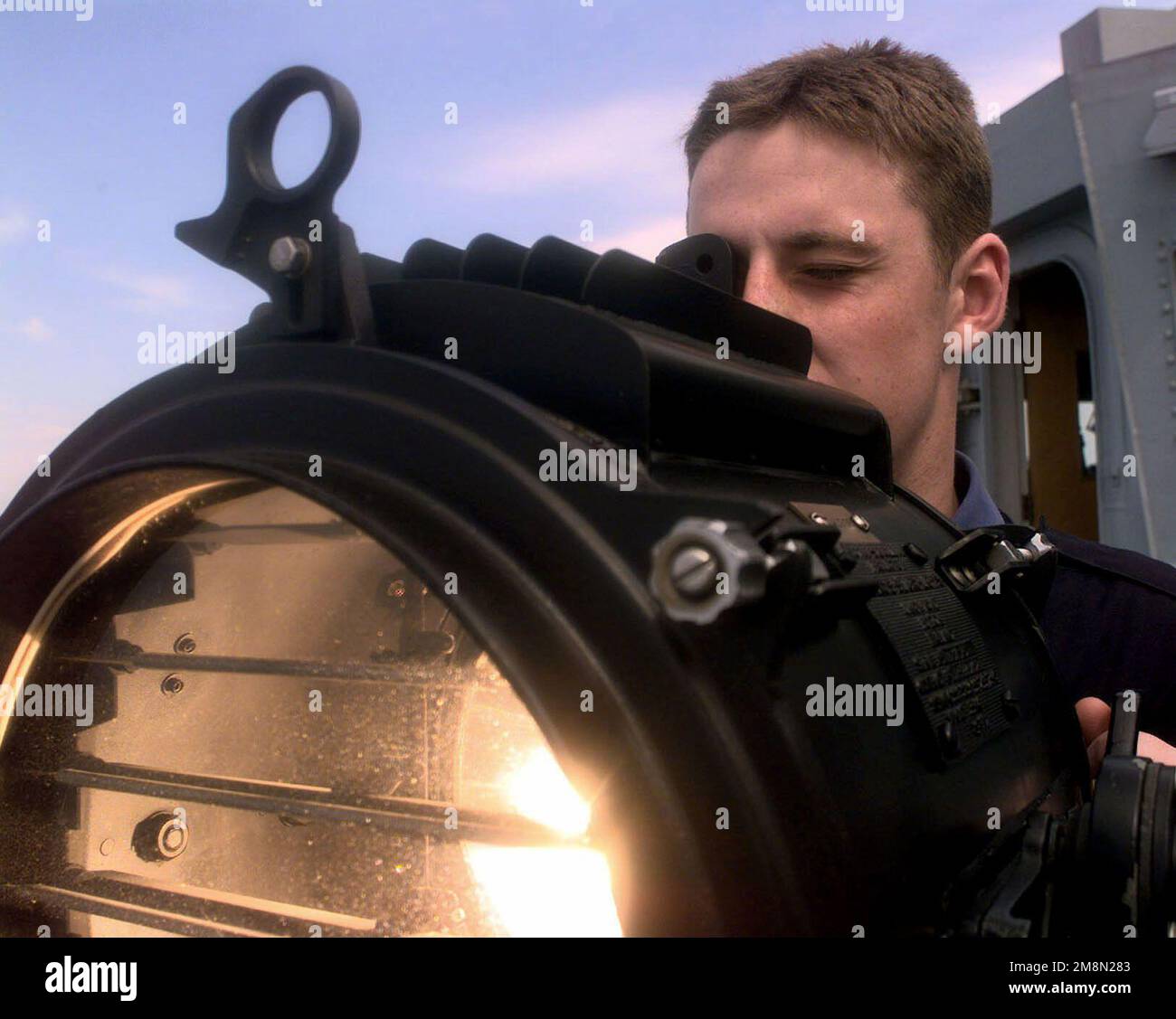 British Royal Navy Operator/Maintainer Paul Edwards practices sending ...