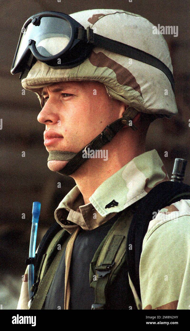 US Marine Corps Corporal Christopher Bacon stands the bow watch aboard ...