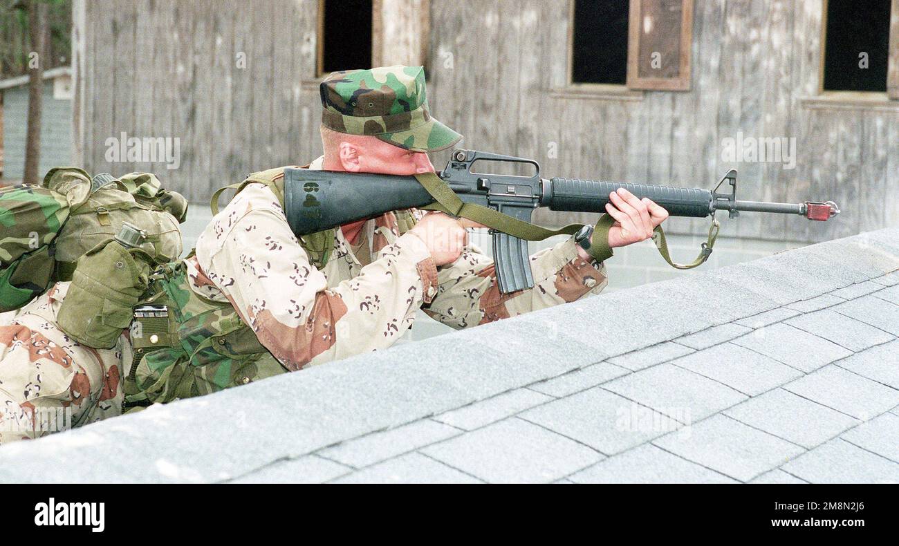 US Marine Corps Sergeant Hale, an aggressing sniper from the 6th Marine ...