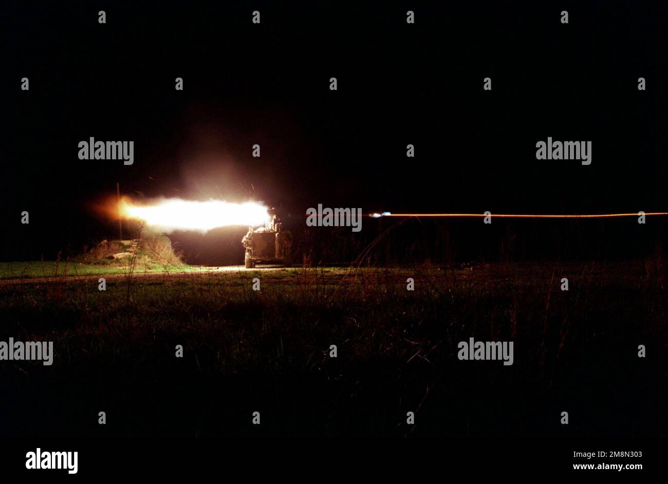 During the night Marines from Delta Company, 3rd Platoon fire their M ...