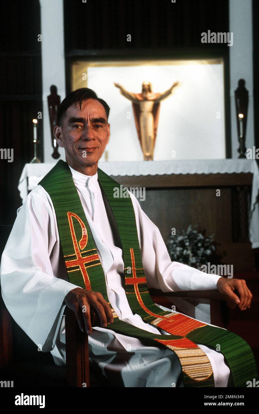 Dressed in his vestibules for mass, SENIOR Catholic Chaplain, MAJ ...