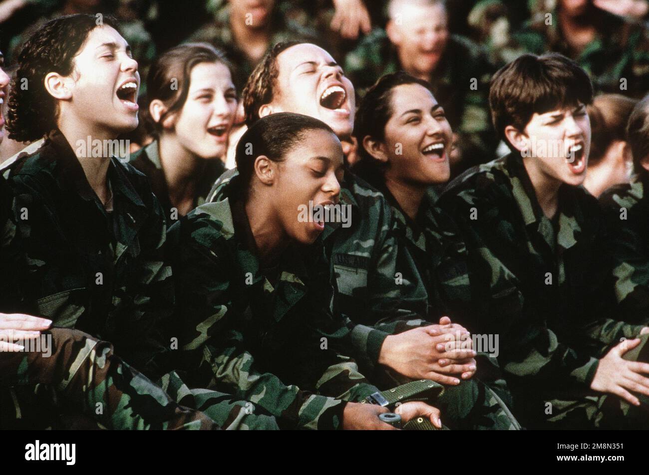 Spirited women basic trainee's enjoy the moment with a good healthy ...