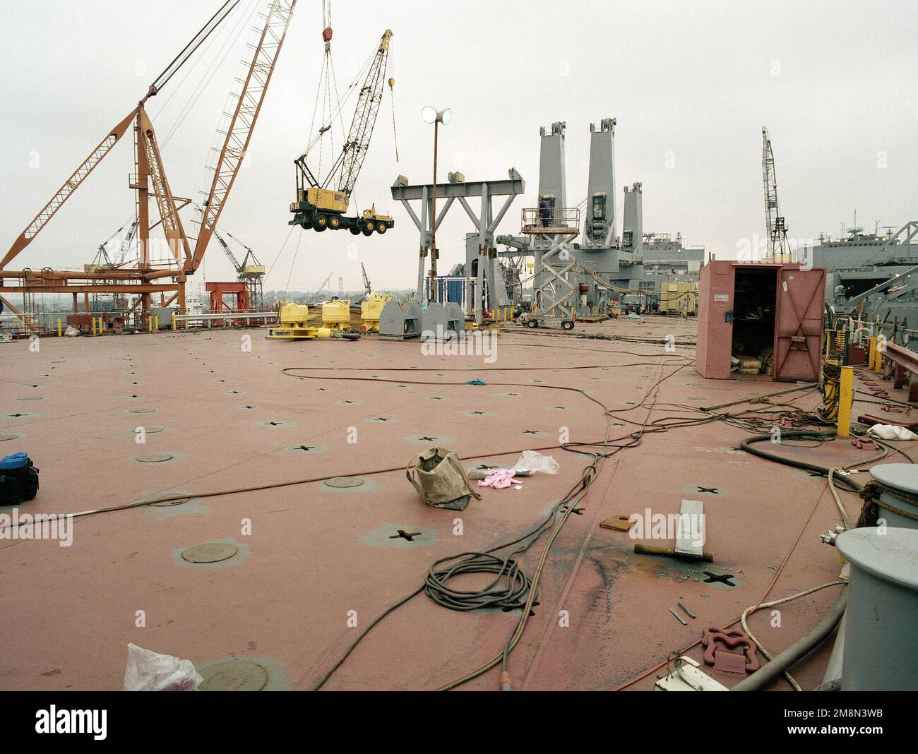 View on the "A" deck forward, looking aft on board the MSC (Military ...