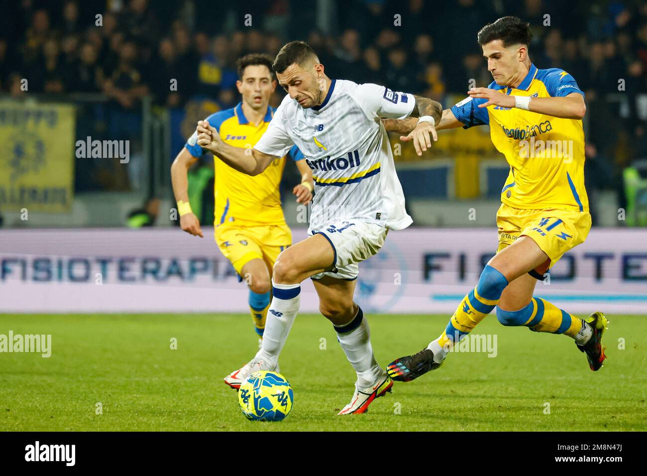 Frosinone, Italy. 14th Jan, 2023. Andrea Oliveri (Frosinone) and Marco ...