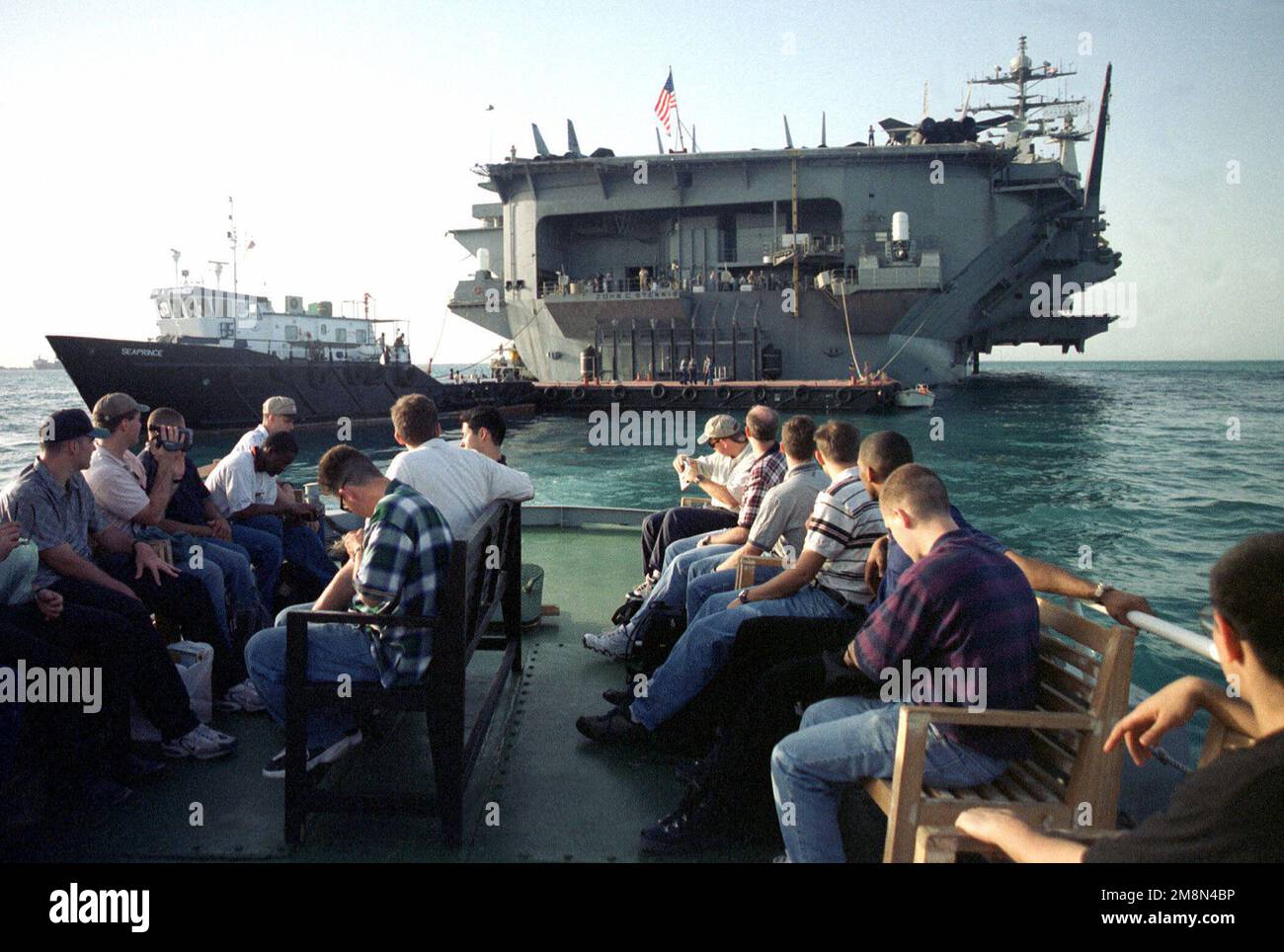 US Navy sailors from the nuclear powered aircraft carrier USS JOHN C ...