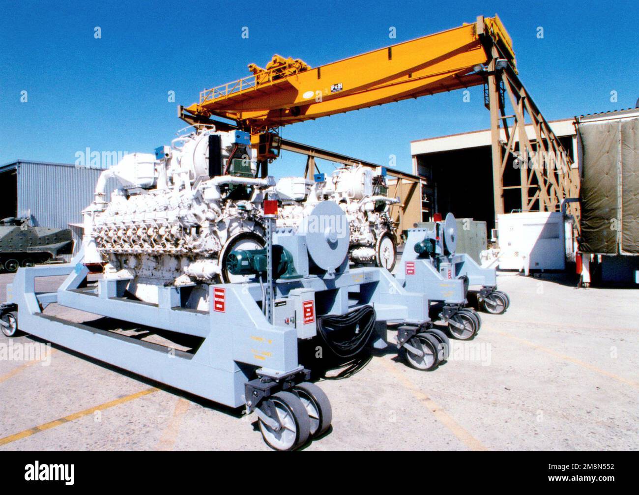 USMC Logistics Base, Yermo Annex. Navy Paxman engines wait in their ...