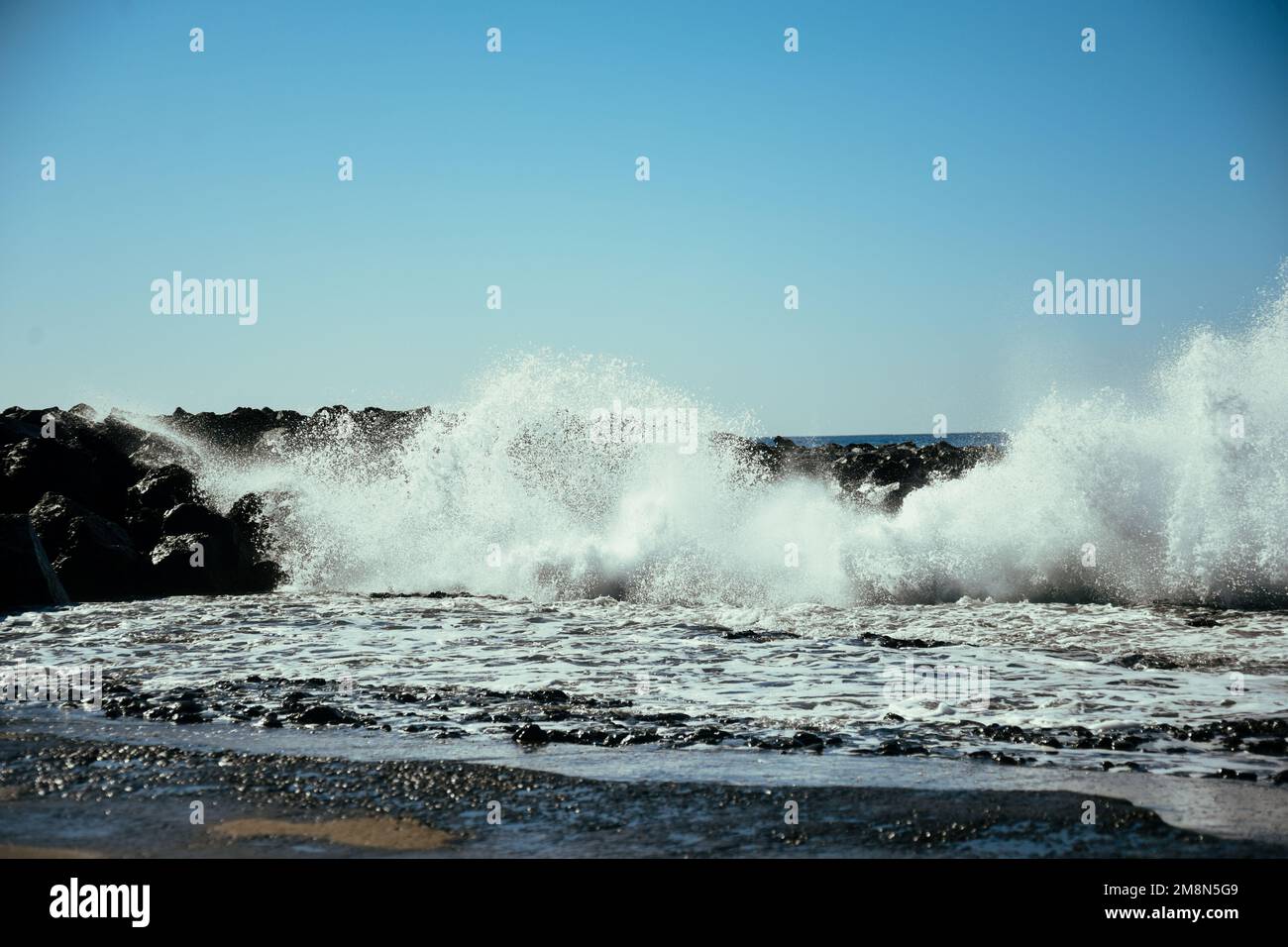 Water hits stones, waves on the sea or ocean. Summer and rest Stock ...