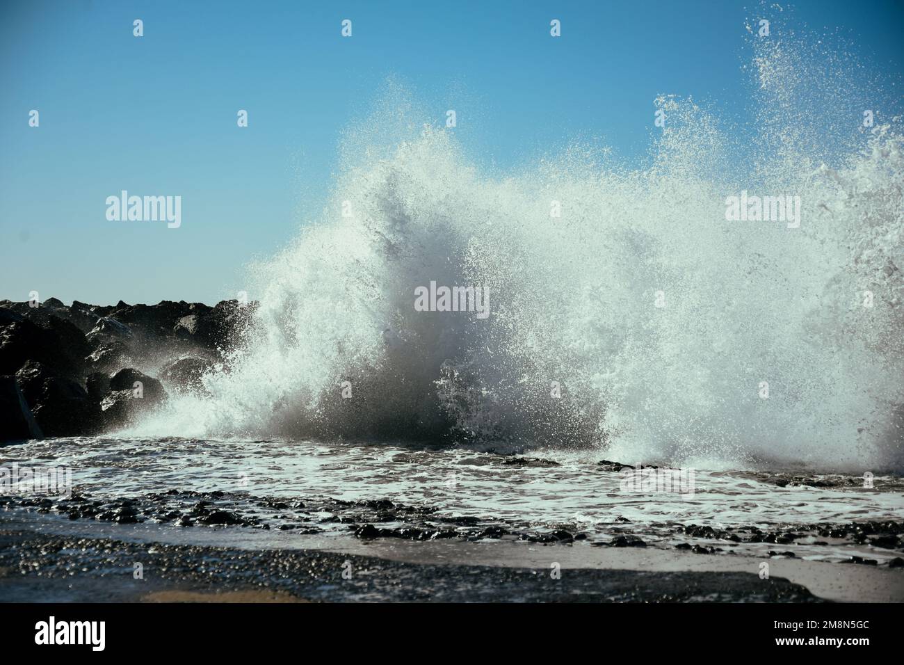 Water hits stones, waves on the sea or ocean. Summer and rest Stock ...