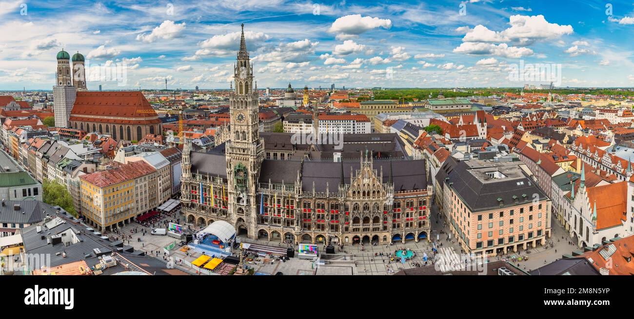Munich Germany, high angle view panorama city skyline at Marienplatz ...