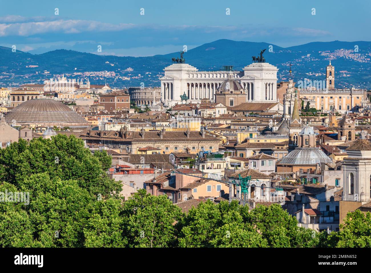 Rome Italy, high angle view city skyline at Rome city center Stock ...