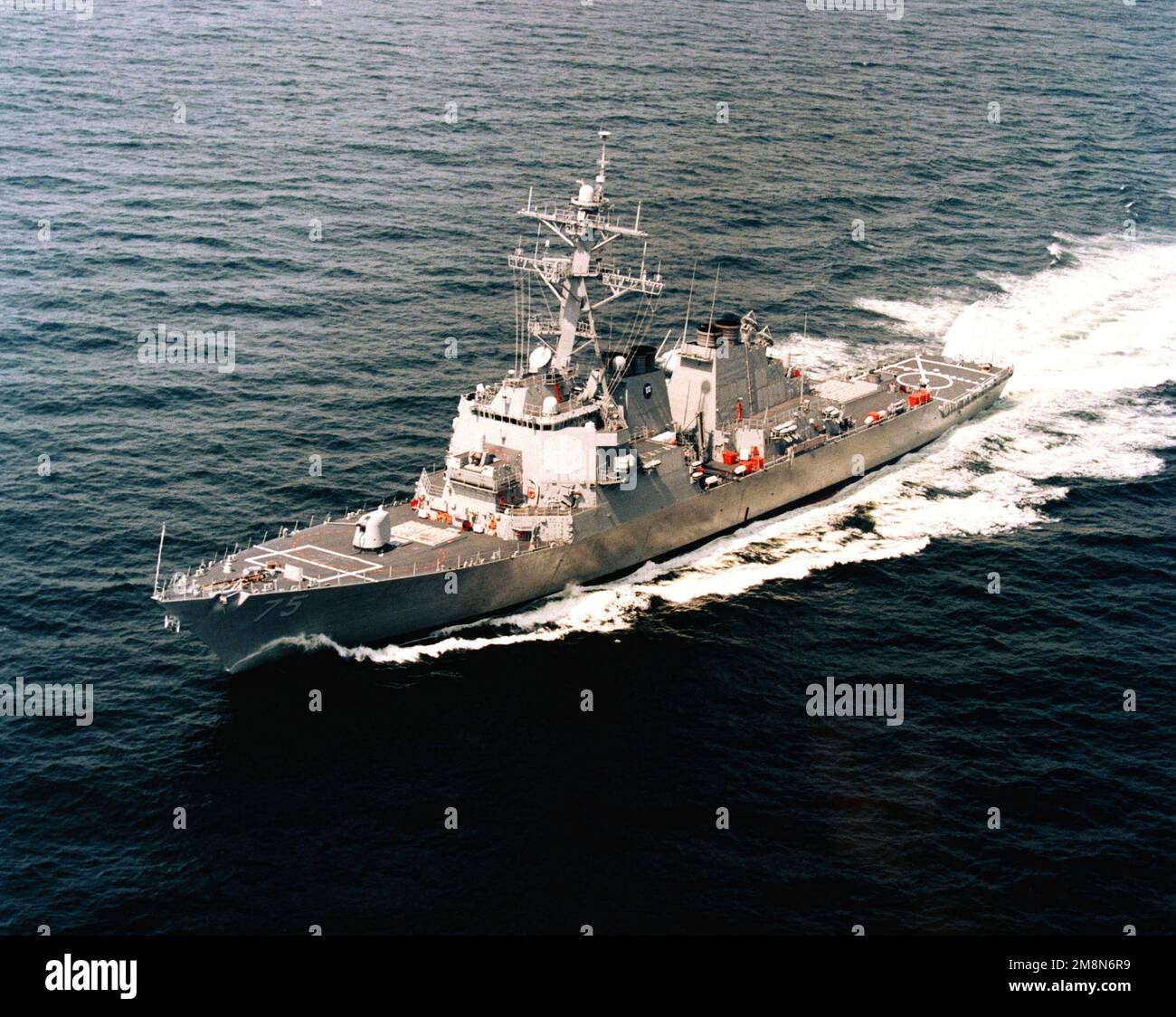 Aerial port bow view of the guided missile destroyer USS DONALD COOK ...