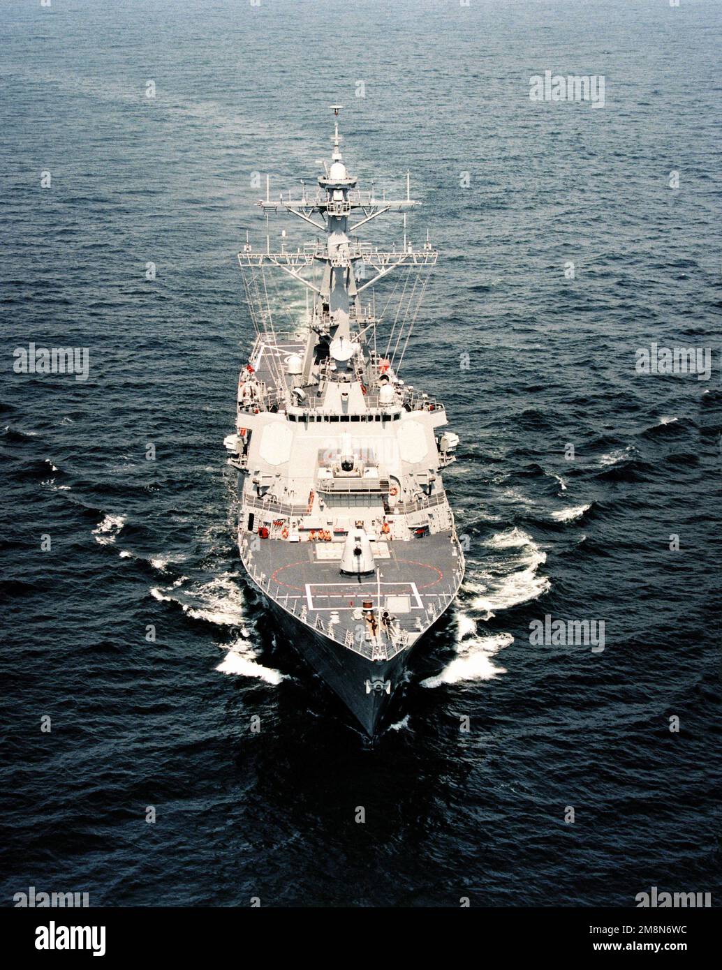 High oblique bow-on view of the guided missile destroyer USS DONALD ...