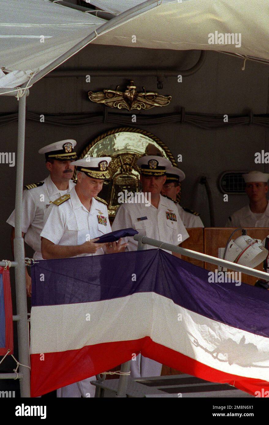 RDML Timothy J. Keating (second from left), Commander, Carrier Group ...