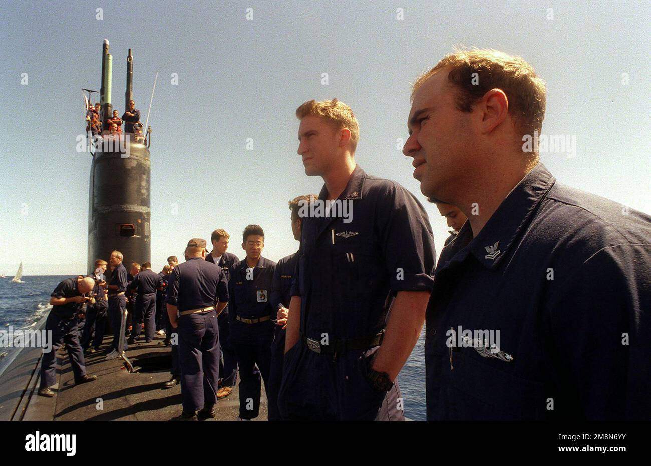 Crewmembers of the nuclear-powered Los Angeles class attack submarine ...