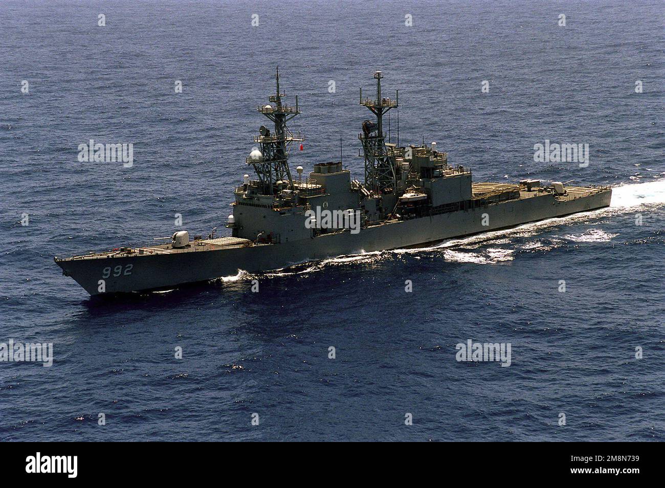 Port bow view of the Spruance class destroyer USS FLETCHER (DDG 992) on ...