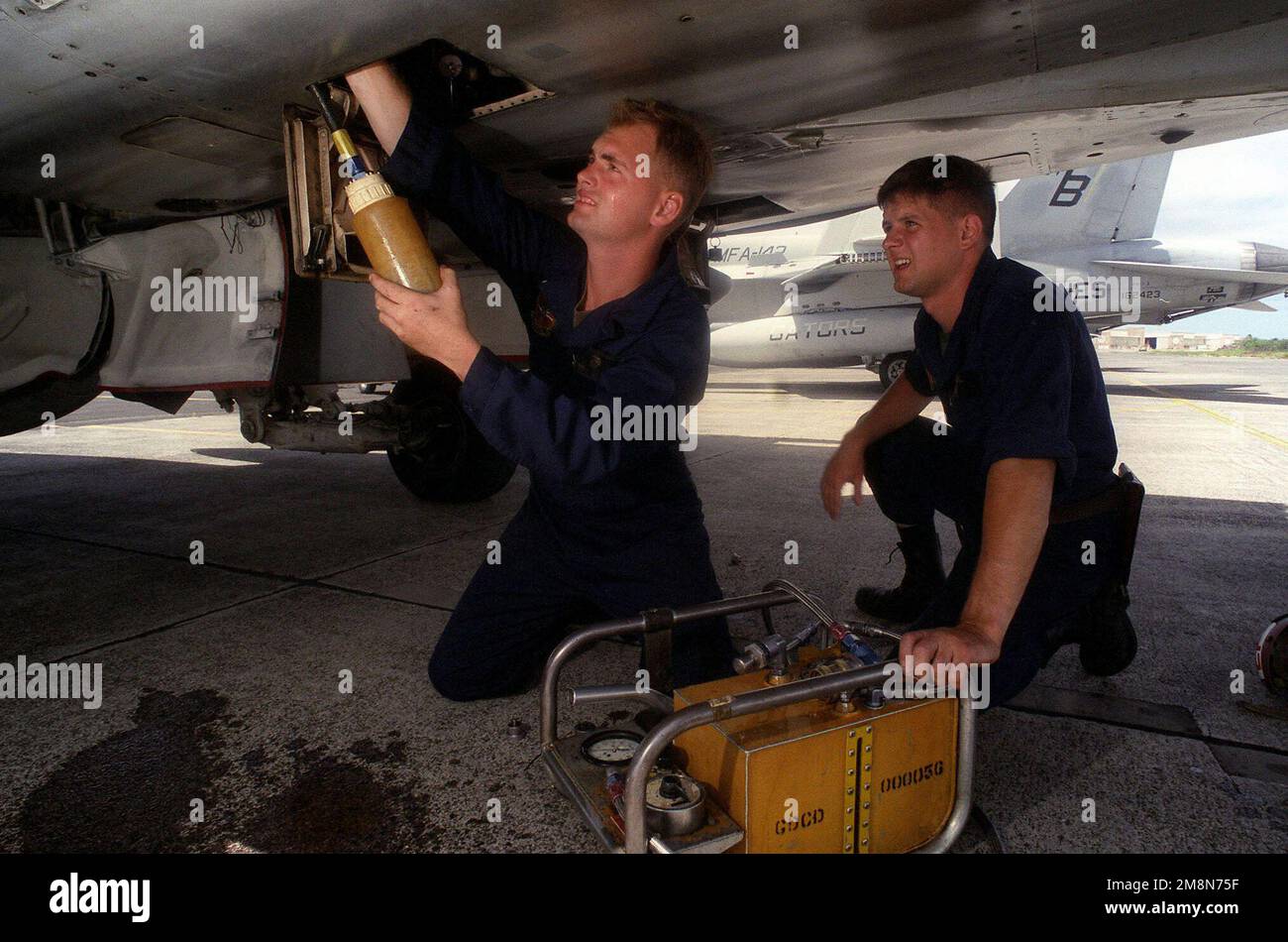 Marine Corps aircraft mechanics assigned to VMFA-142, based at NAS ...