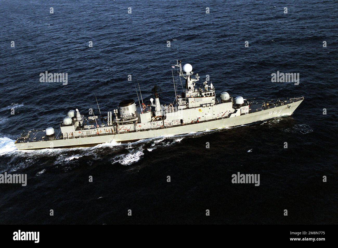 Starboard beam view of the Republic of Korea Navy ship CHON NAM (FF-957 ...