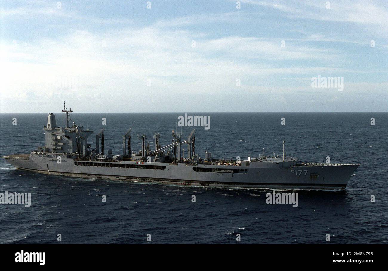 Starboard bow view of the Cimarron class fleet oiler USS CIMARRON (AO ...