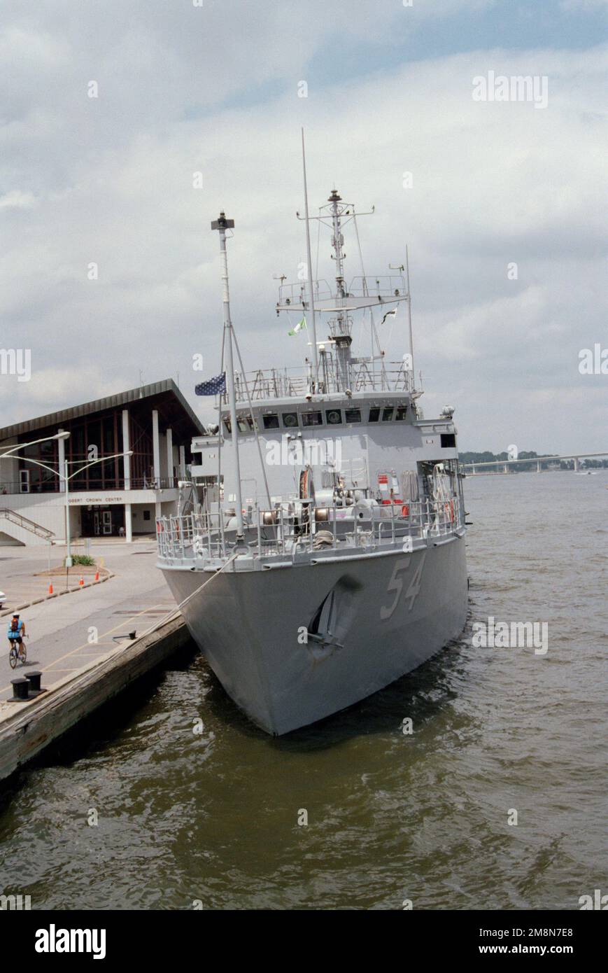 Bow view, bit to the port side, of Osprey class coastal mine hunter USS ...