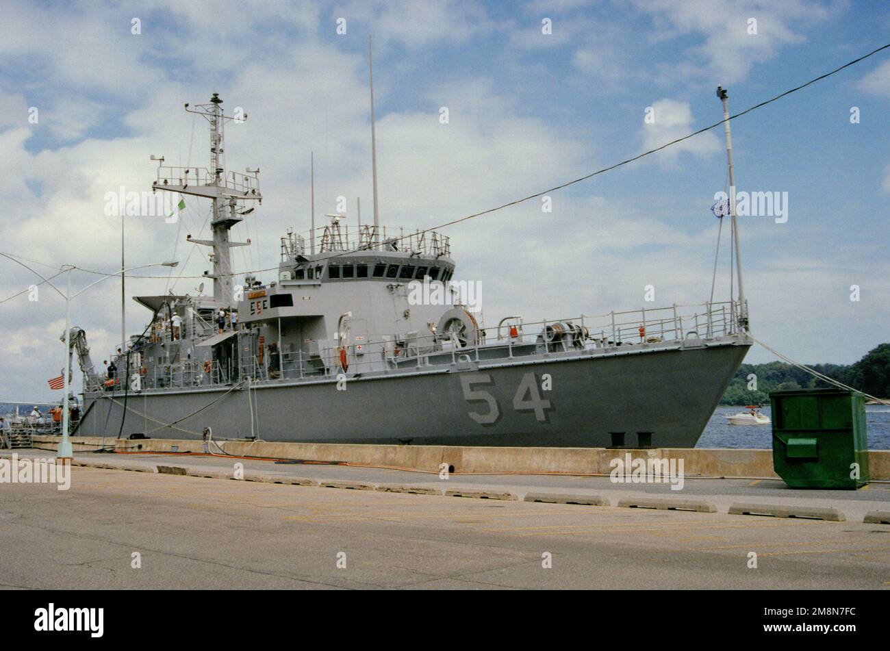 Starboard bow view of Osprey class coastal mine hunter USS ROBIN (MHC ...