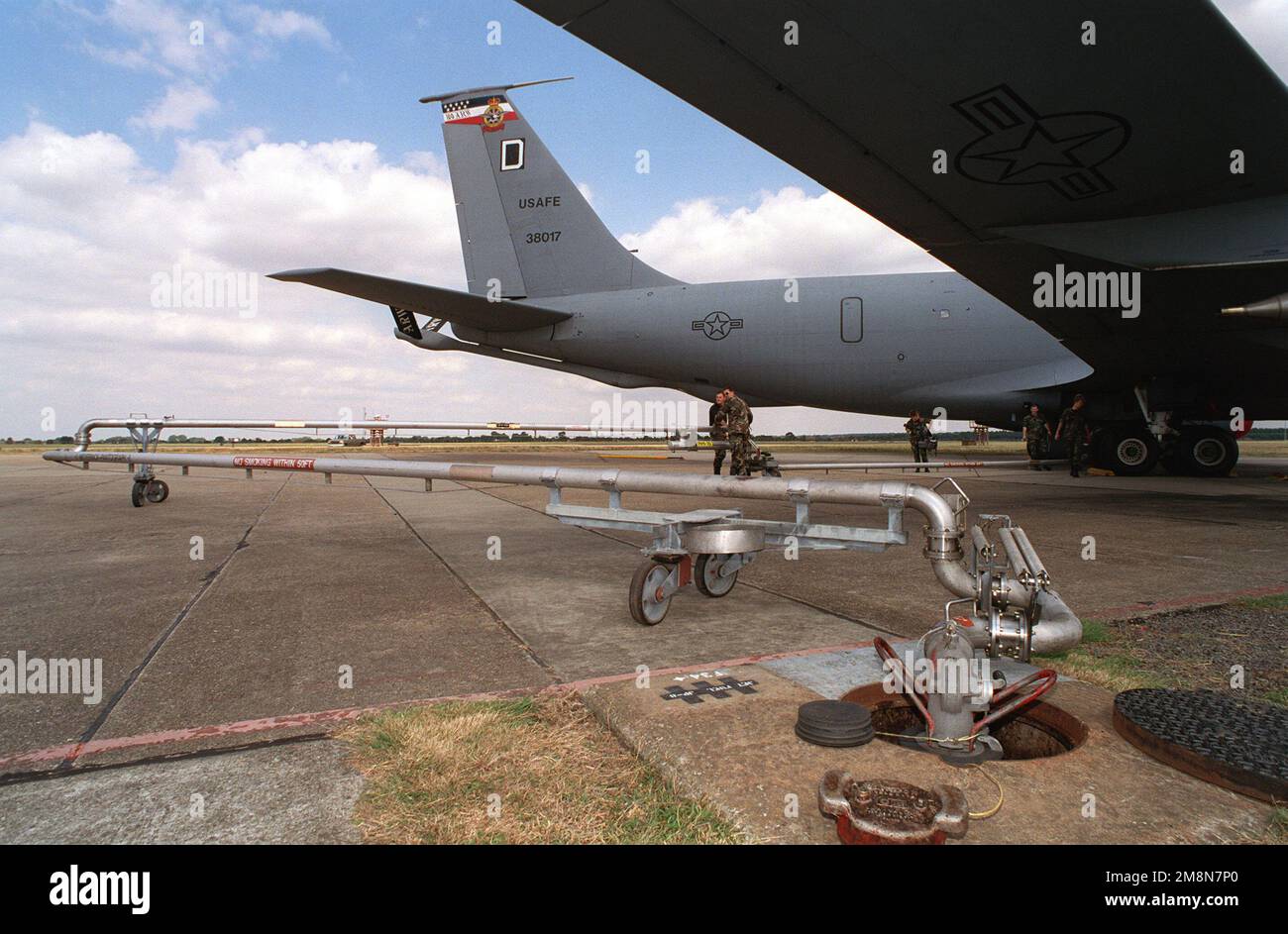 Suffolk County, England. The pentagram fueling system at Royal Air Force (RAF) Mildenhall is ...