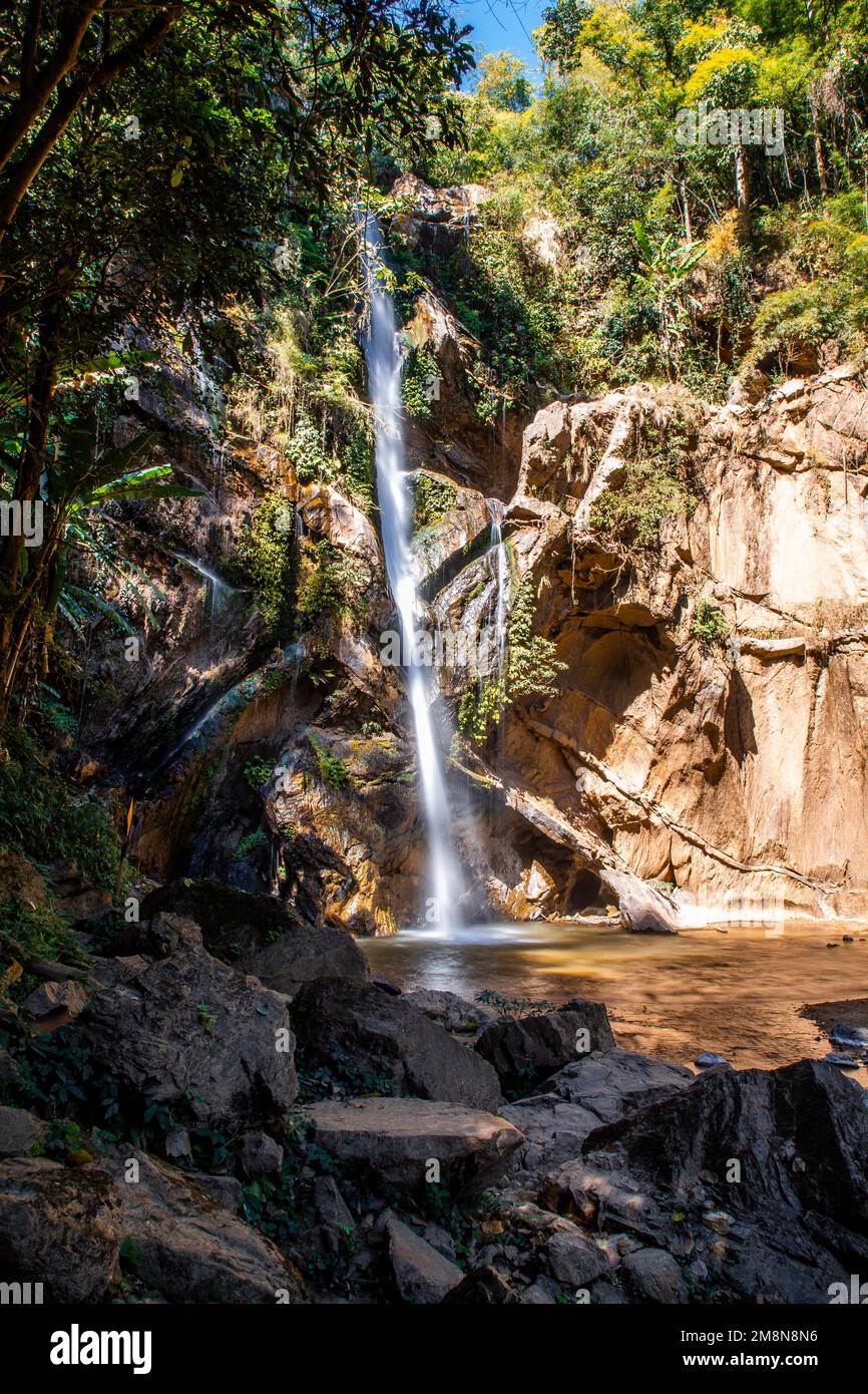 Mork Fa or Mok Fa Waterfall in Mae Taeng District, Chiang Mai, Thailand ...