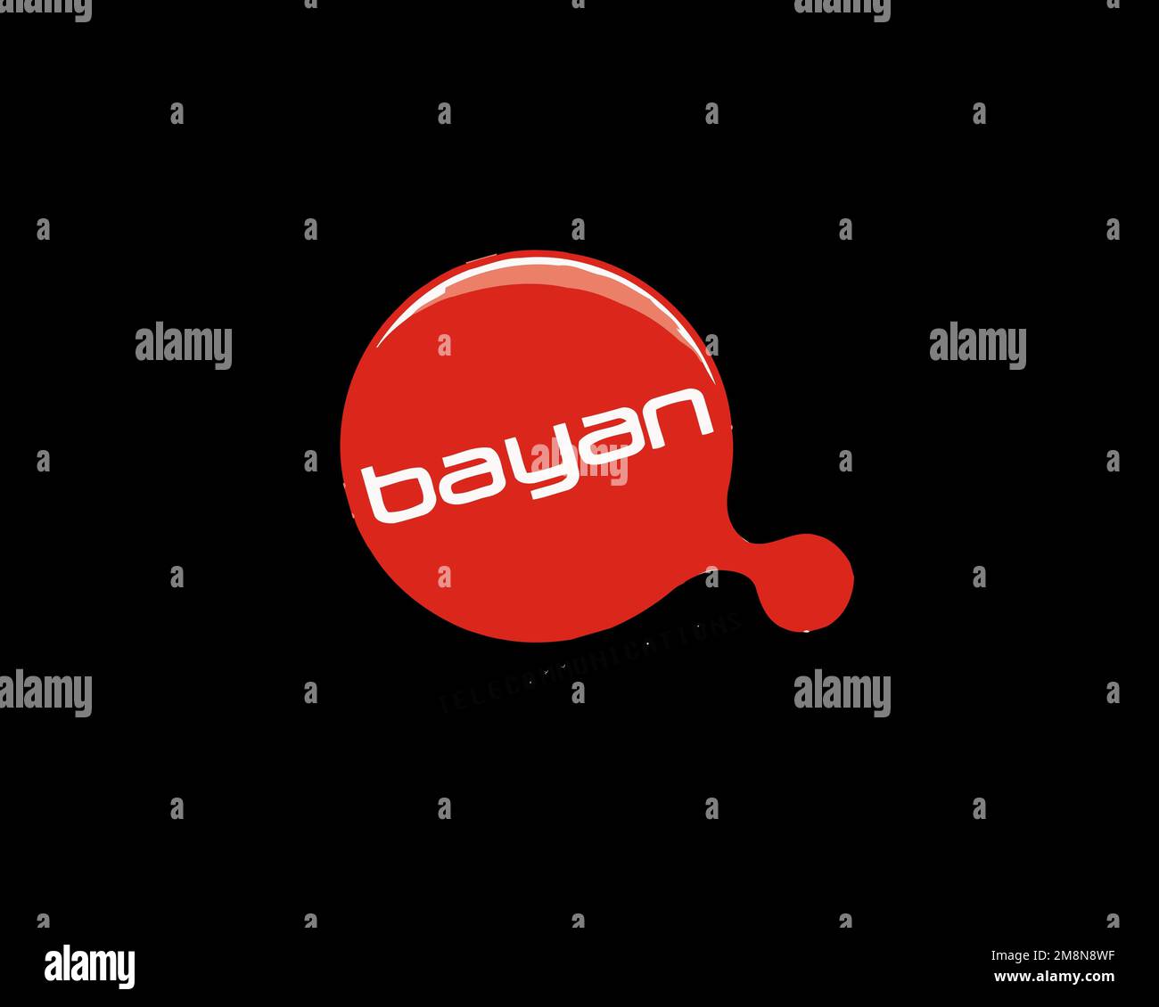 Bayan Telecommunications, rotated logo, black background Stock Photo ...