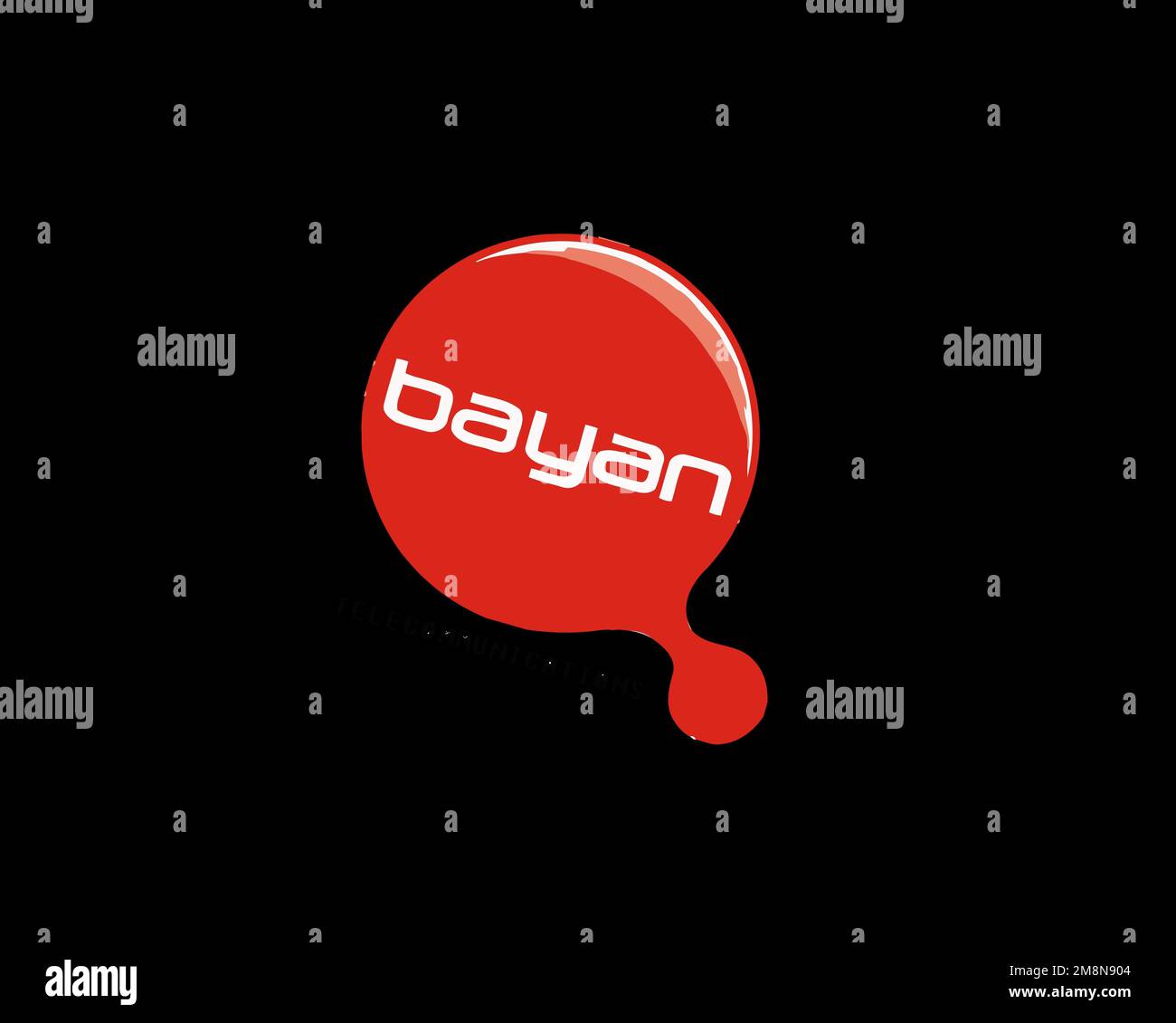 Bayan Telecommunications, rotated logo, black background B Stock Photo ...