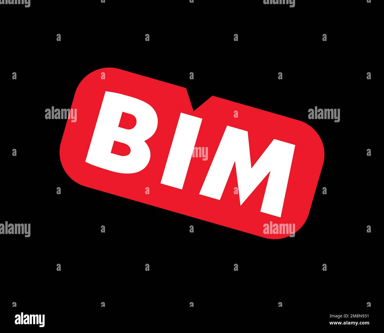 Bim company, rotated logo, black background B Stock Photo - Alamy