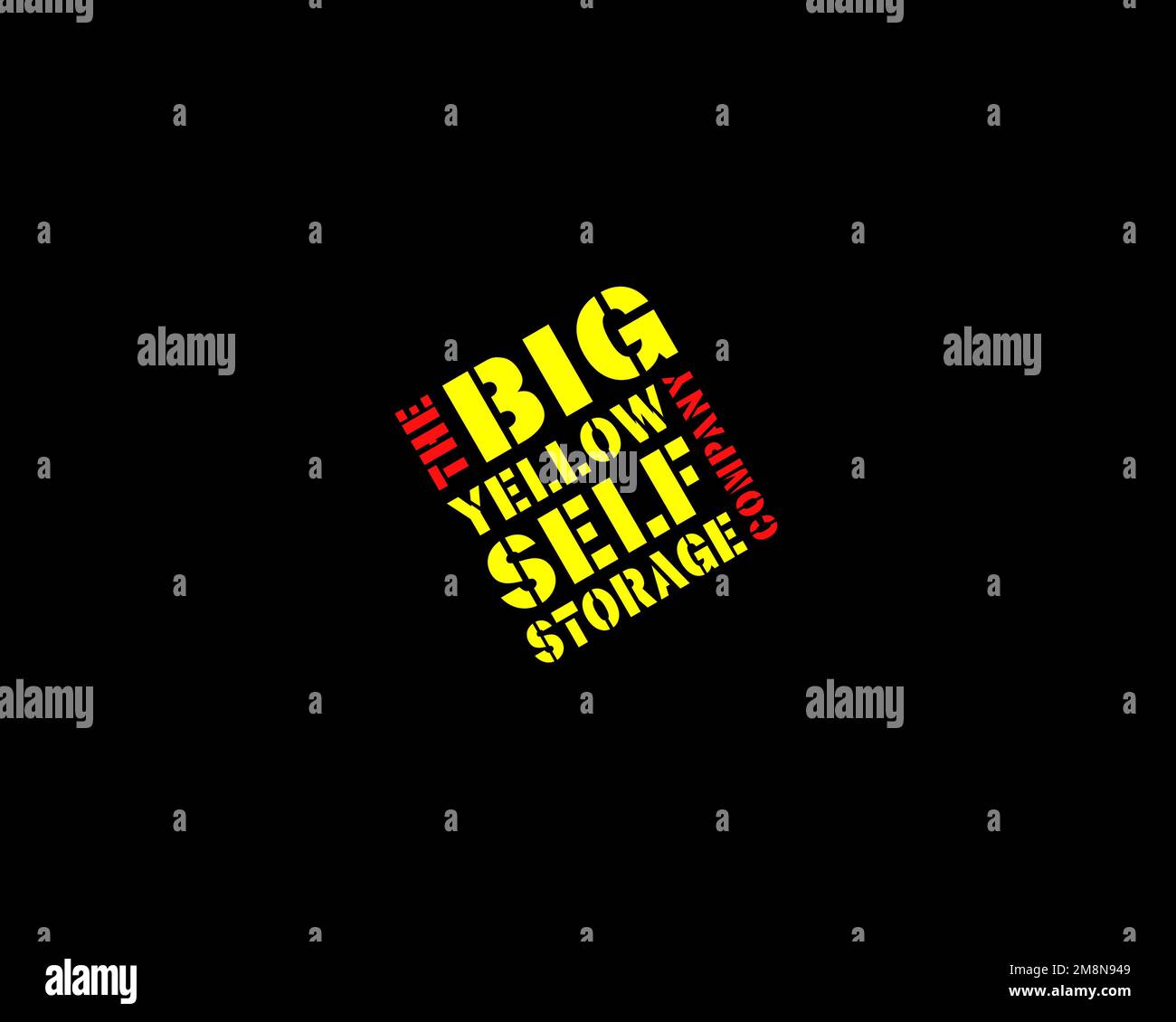 Big Yellow Group, rotated logo, black background Stock Photo - Alamy