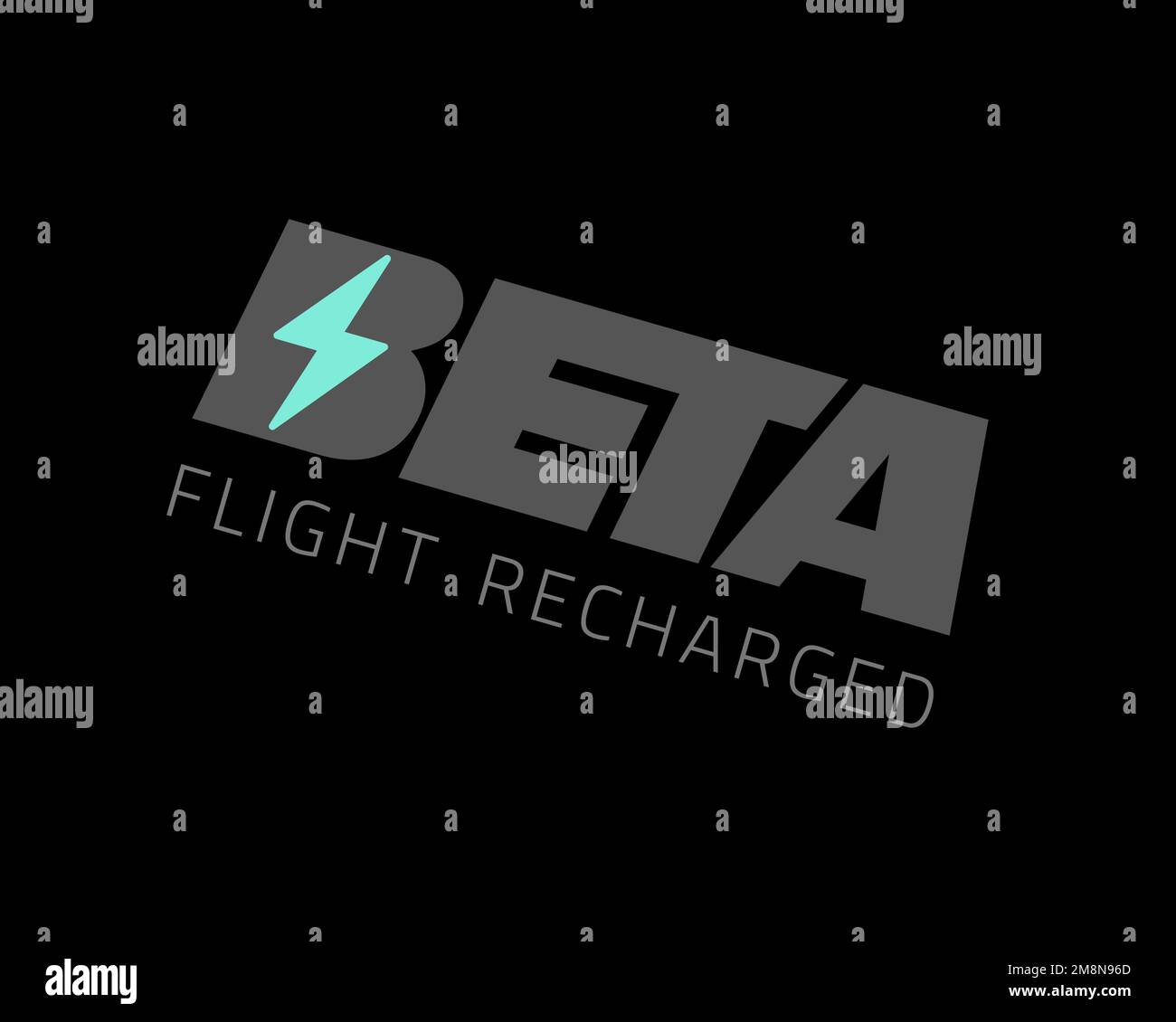 Beta Technologies, rotated logo, black background B Stock Photo - Alamy