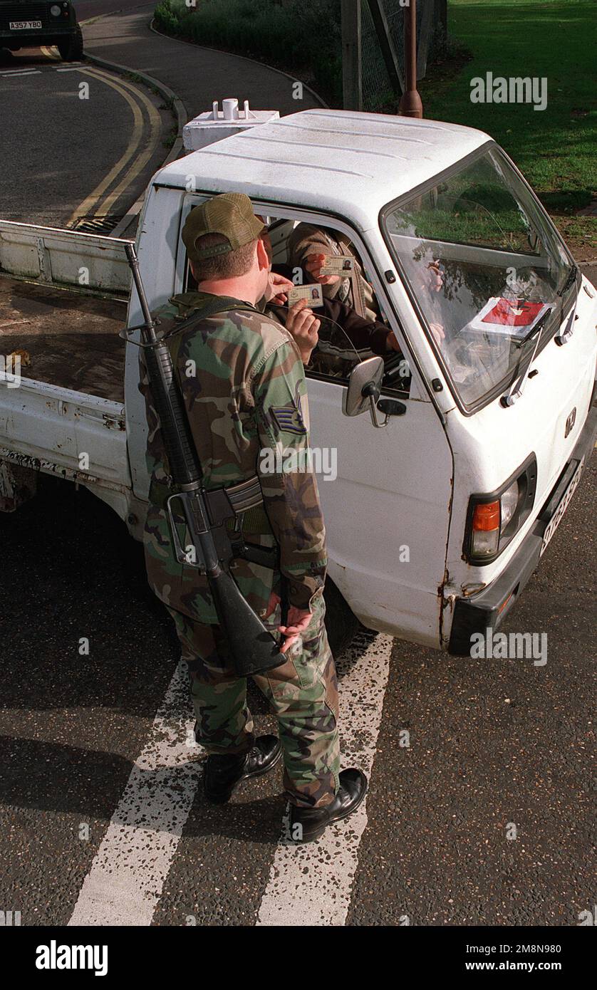 Suffolk County, England. USAF STAFF Sergeant Danny Albert, a Security ...