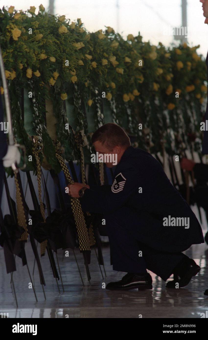 MASTER Sergeant Hank Wiswell from the 66th Rescue Squadron pins a ...