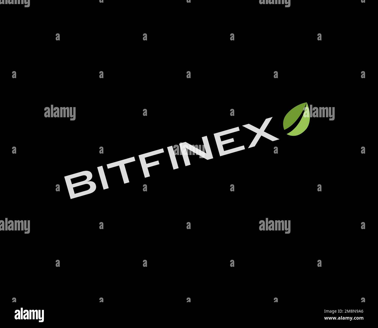 Bitfinex, rotated logo, black background Stock Photo - Alamy