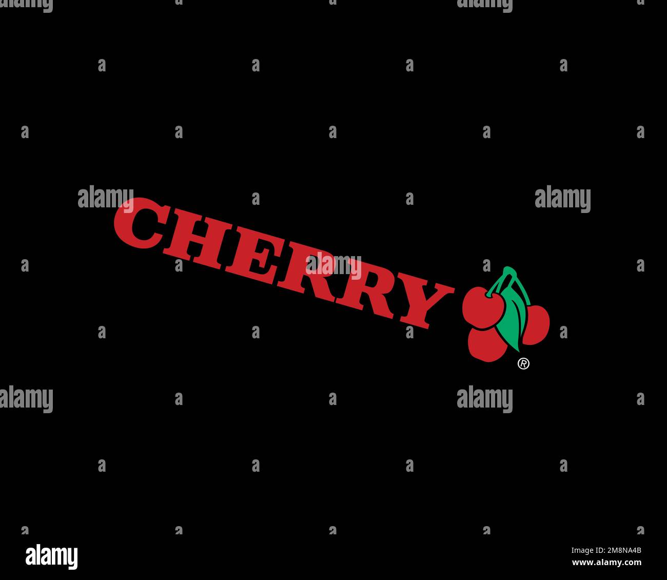 Cherry keyboards, rotated logo, black background B Stock Photo - Alamy