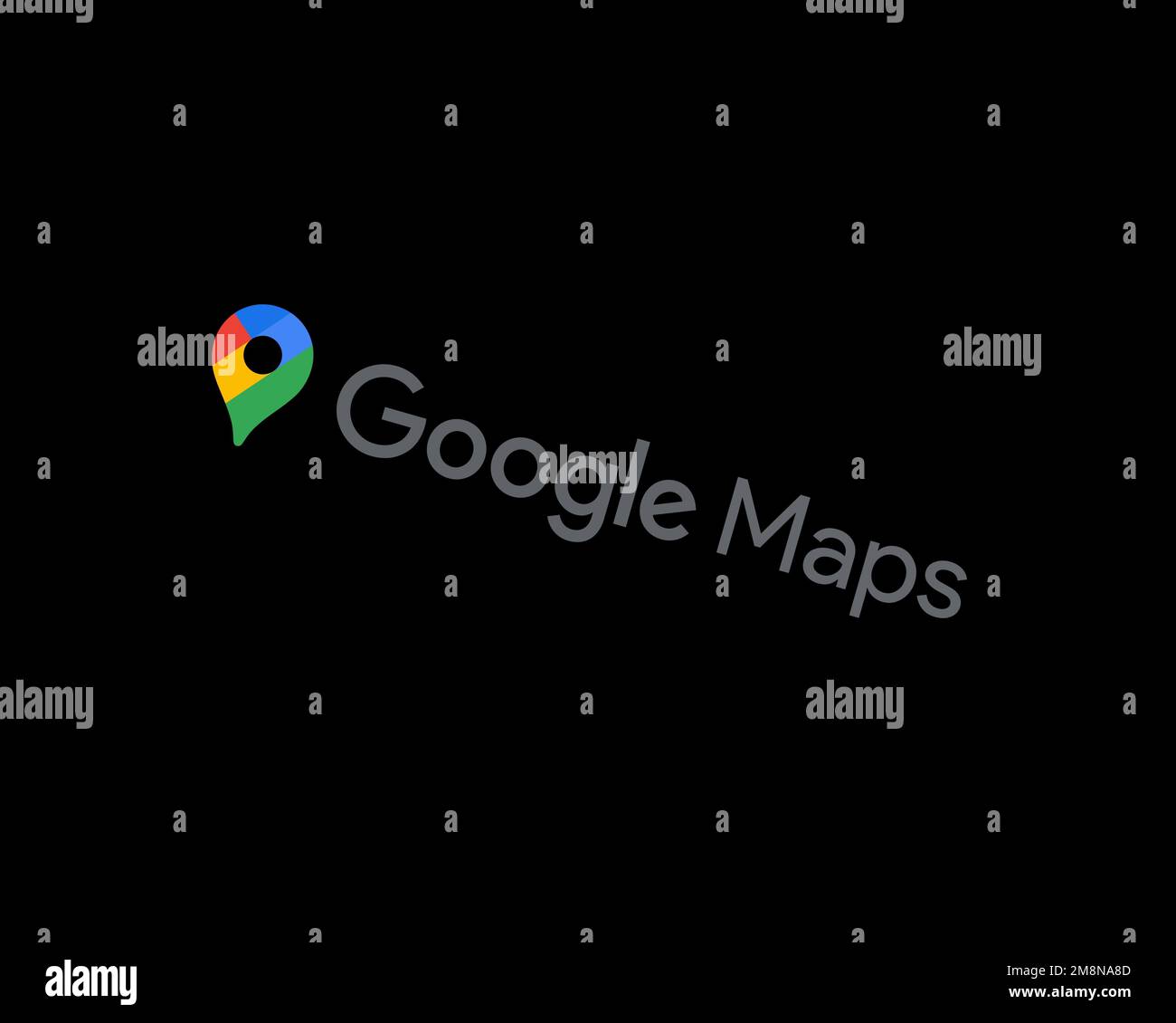Google Maps, rotated logo, black background B Stock Photo - Alamy