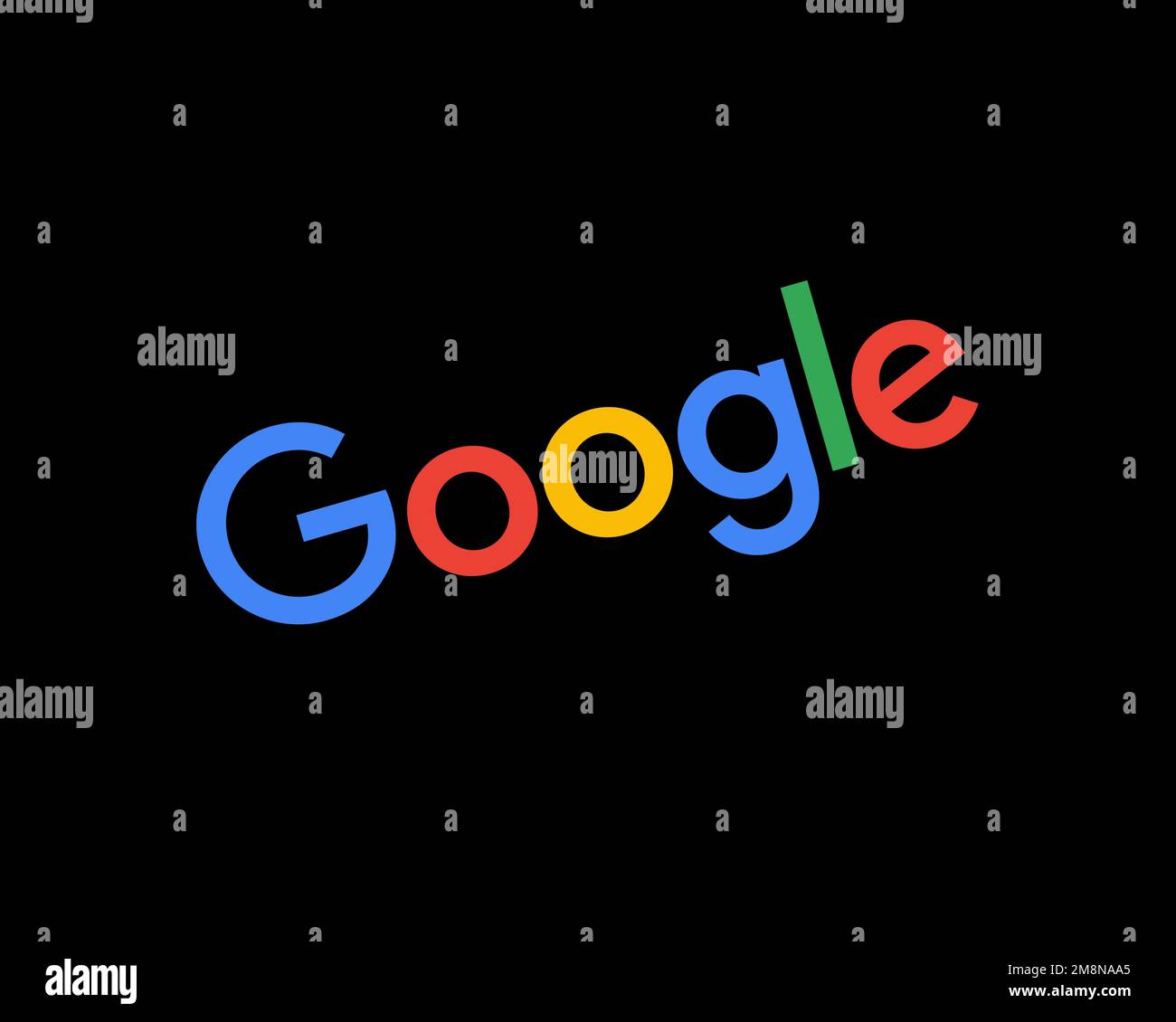 Google Search, rotated logo, black background Stock Photo - Alamy