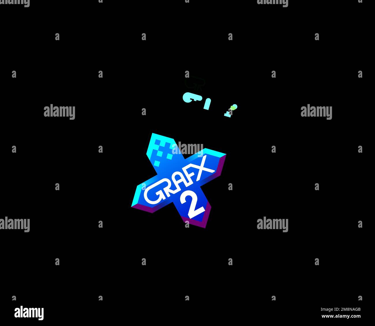 GrafX2, rotated logo, black background B Stock Photo - Alamy