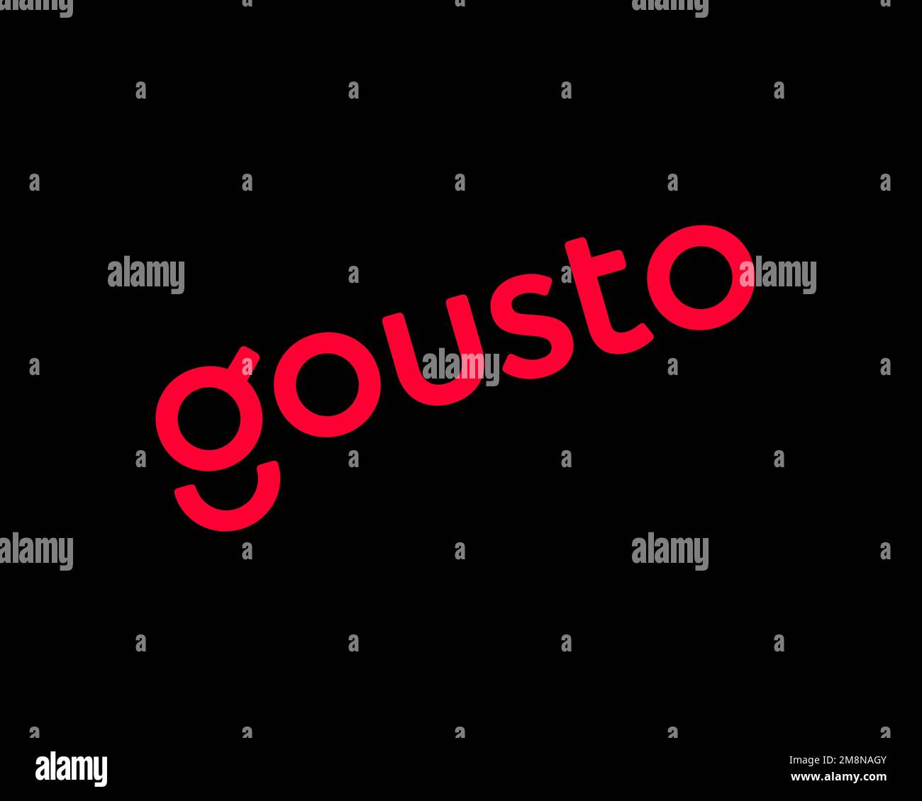 Gousto, rotated logo, black background Stock Photo - Alamy
