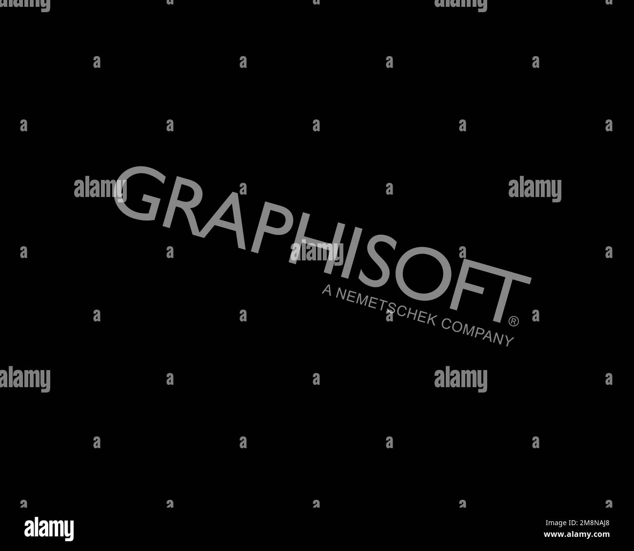 Graphisoft, rotated logo, black background B Stock Photo - Alamy
