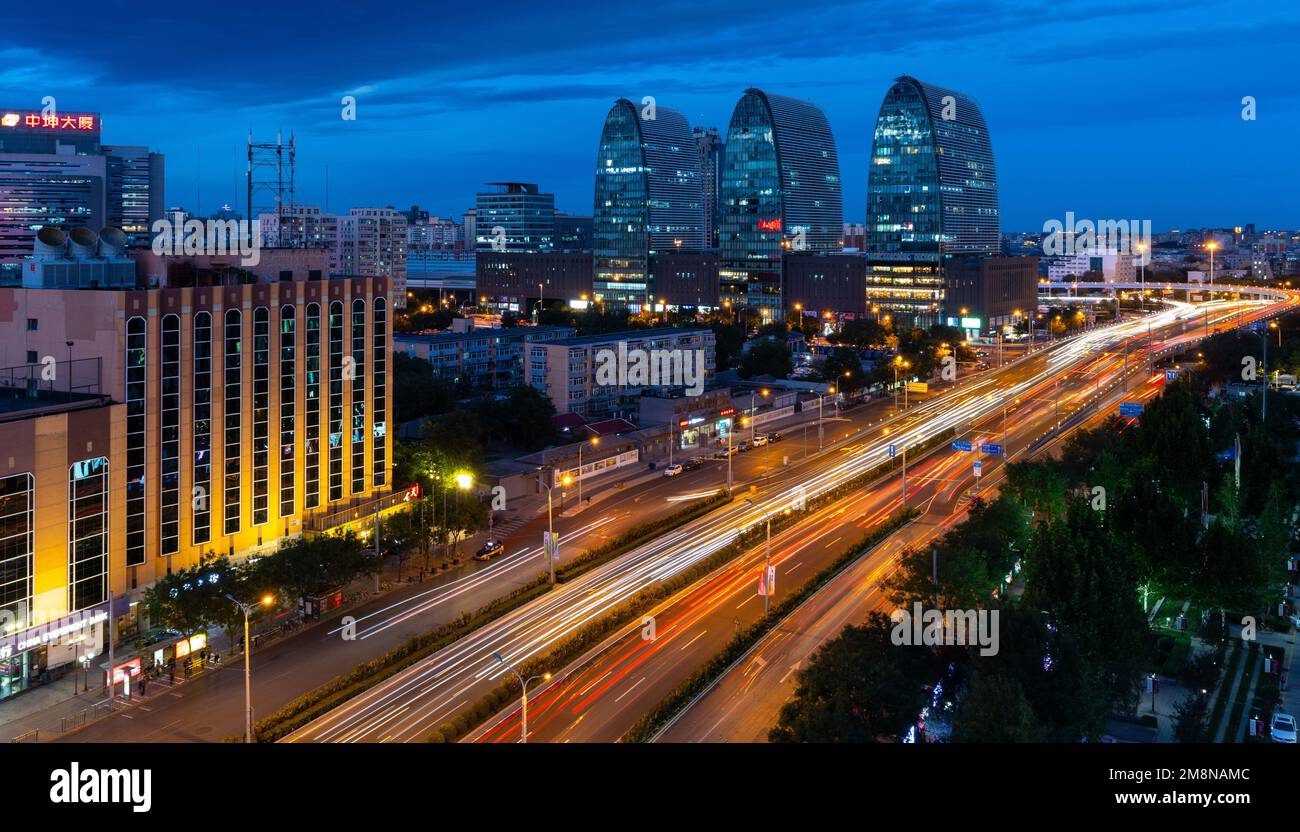 Night view beijing road hi-res stock photography and images - Alamy