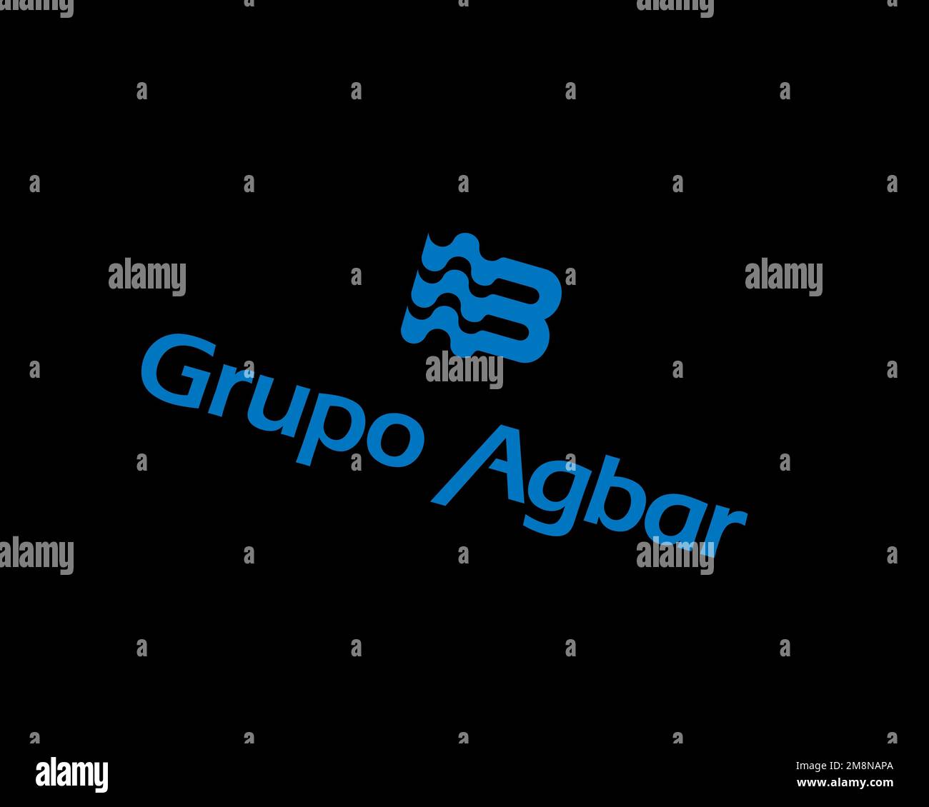 Grupo Agbar, rotated logo, black background B Stock Photo - Alamy