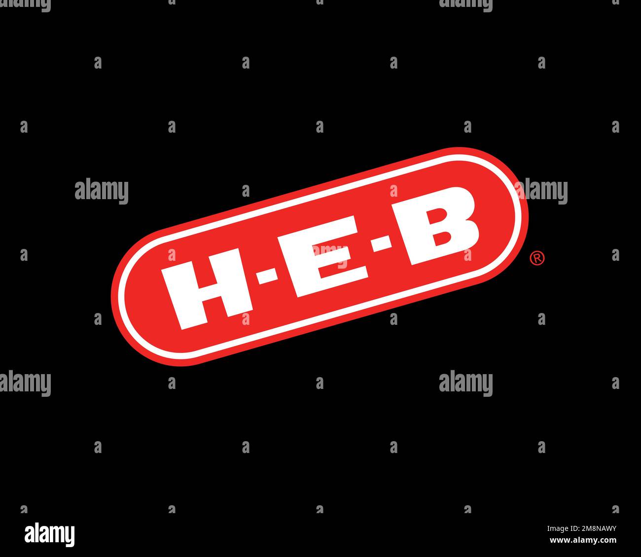 H E B, rotated logo, black background Stock Photo - Alamy