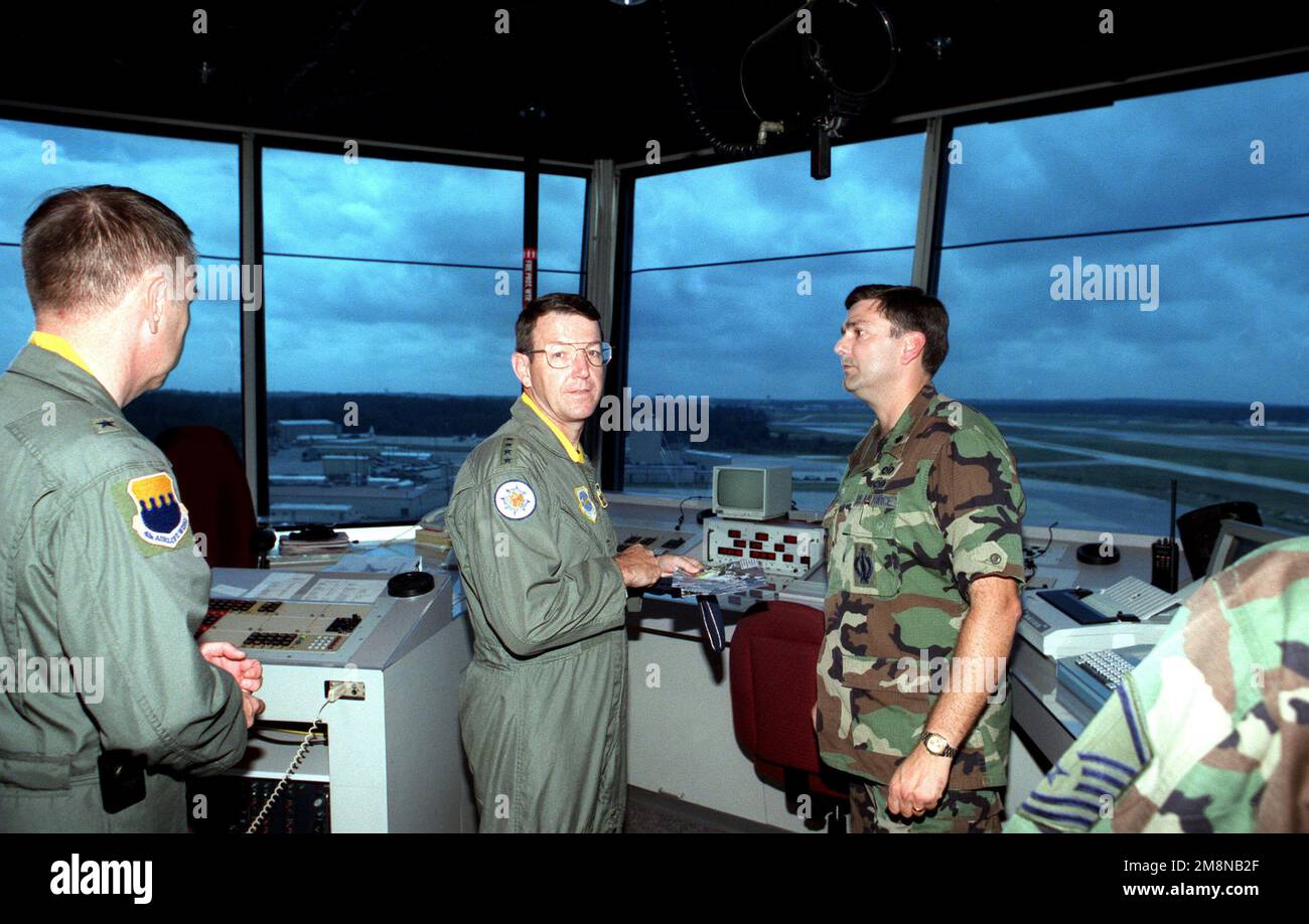 US Air Force Lieutenant Colonel David E. Yow (right), Commander, 43rd ...