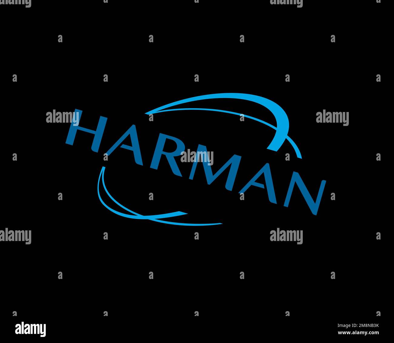 Harman International, rotated logo, black background B Stock Photo - Alamy