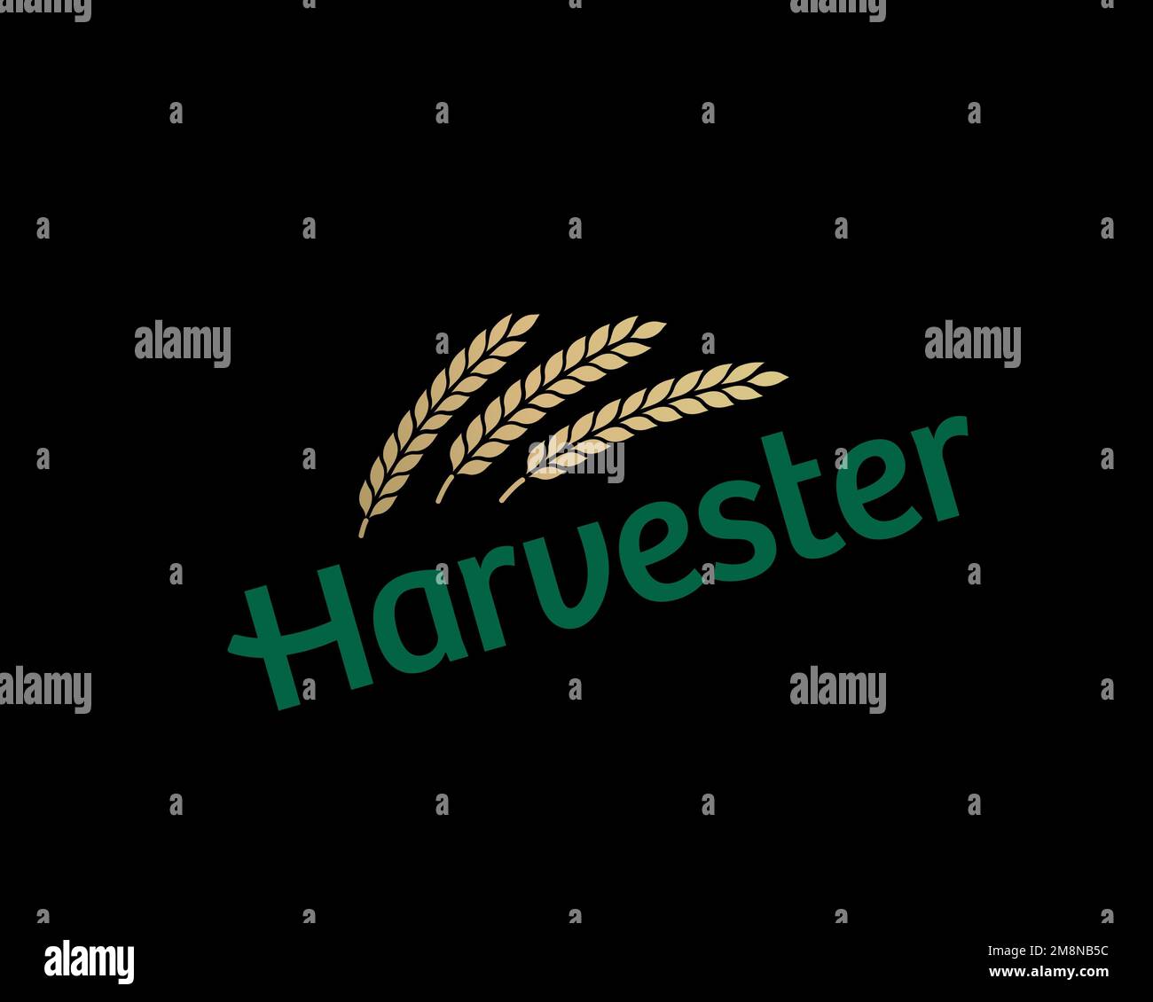 Harvester restaurant, rotated logo, black background Stock Photo - Alamy