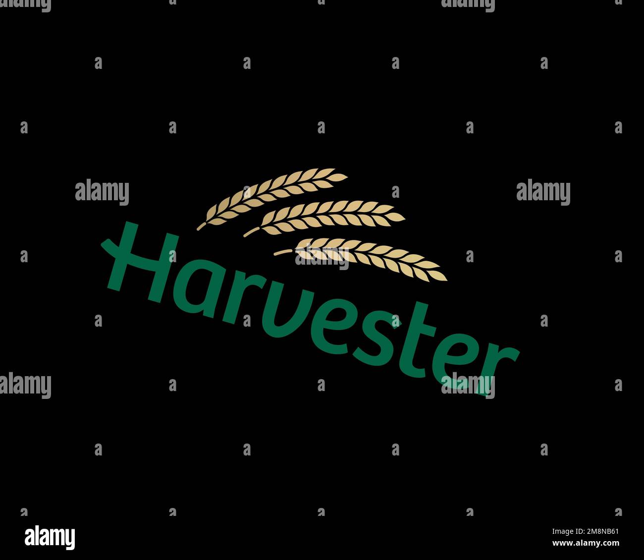 Harvester restaurant, rotated logo, black background B Stock Photo - Alamy