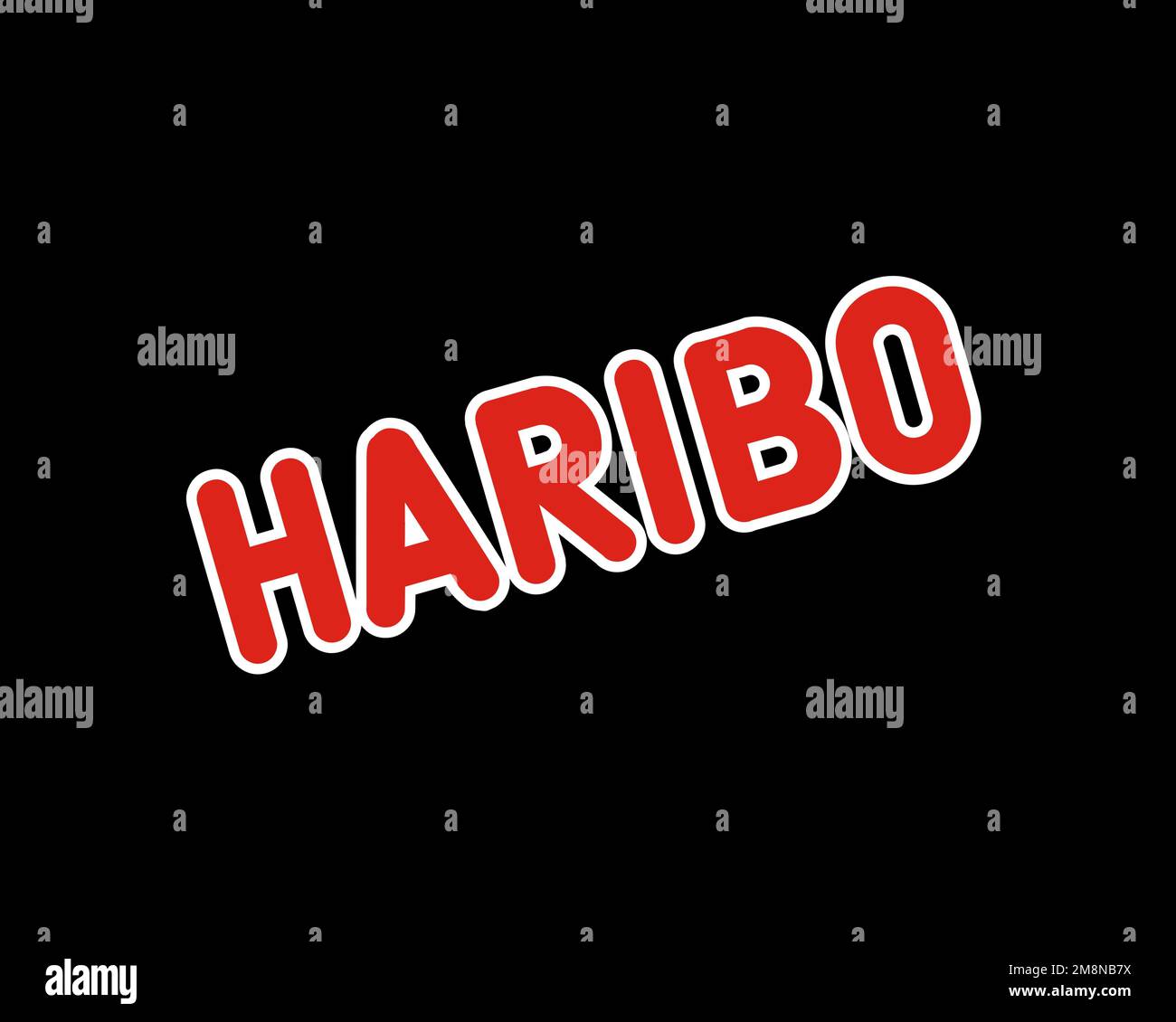Haribo, rotated logo, black background Stock Photo - Alamy