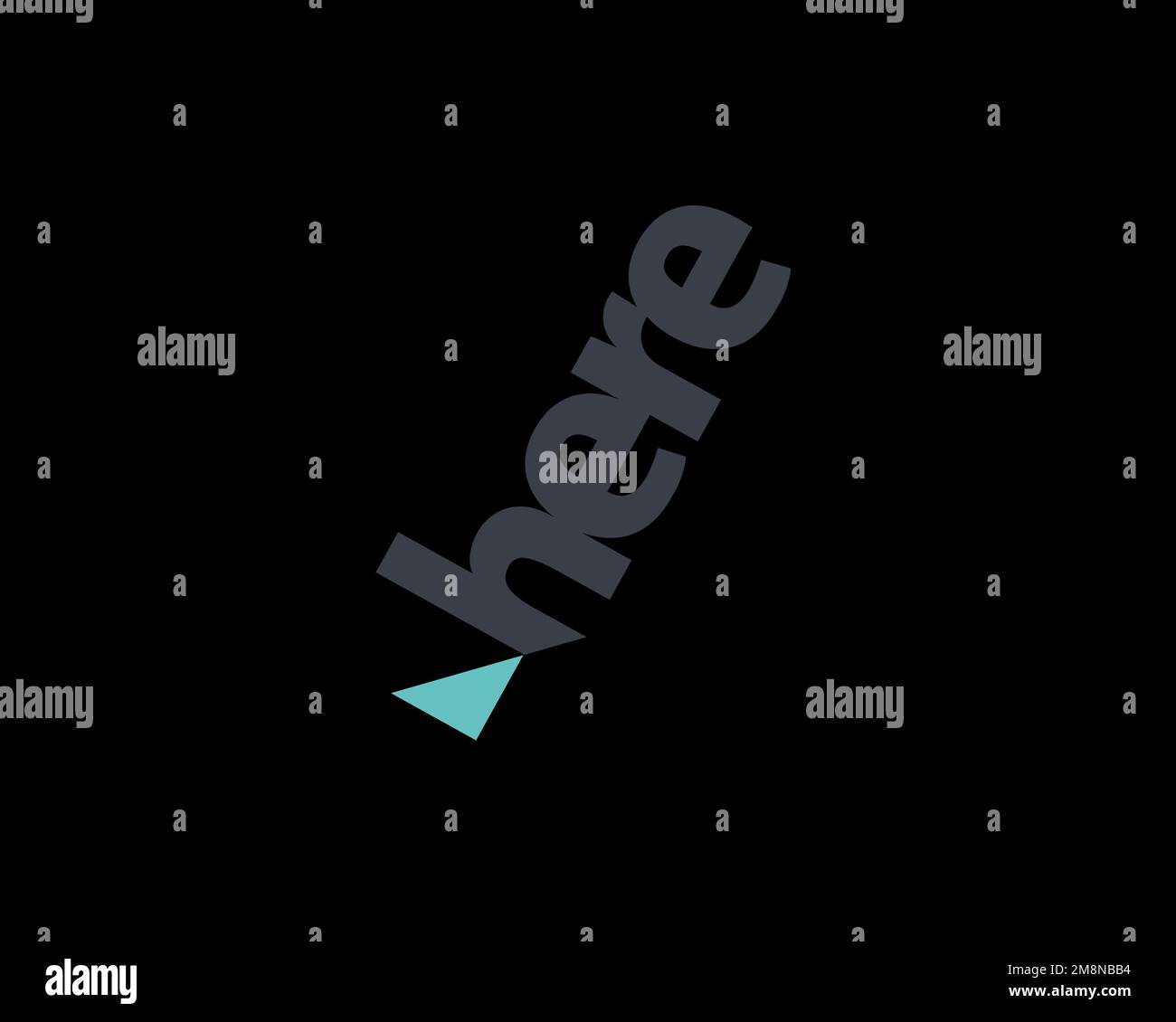 Here company, rotated logo, black background Stock Photo - Alamy
