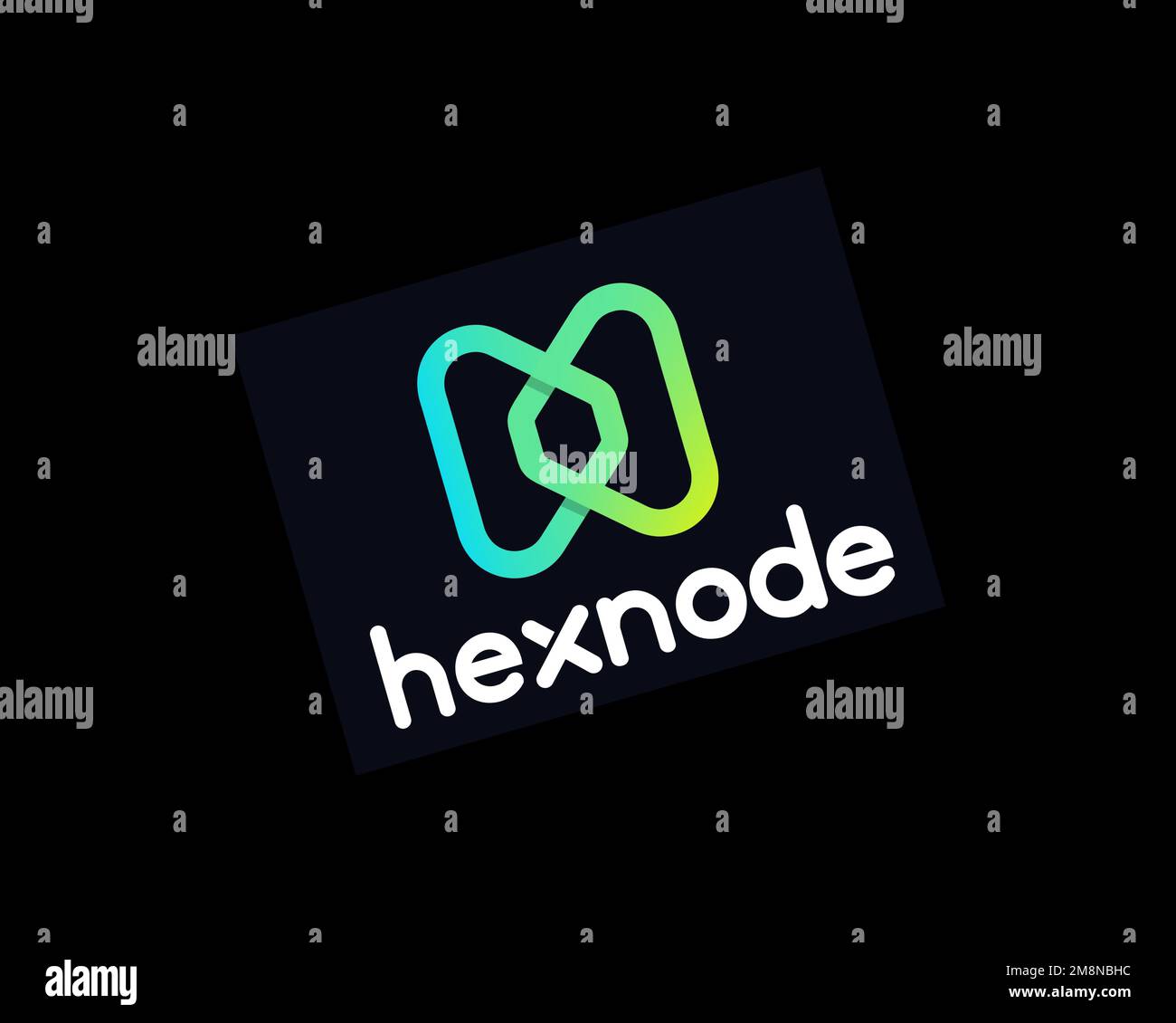 Hexnode, rotated logo, black background Stock Photo - Alamy